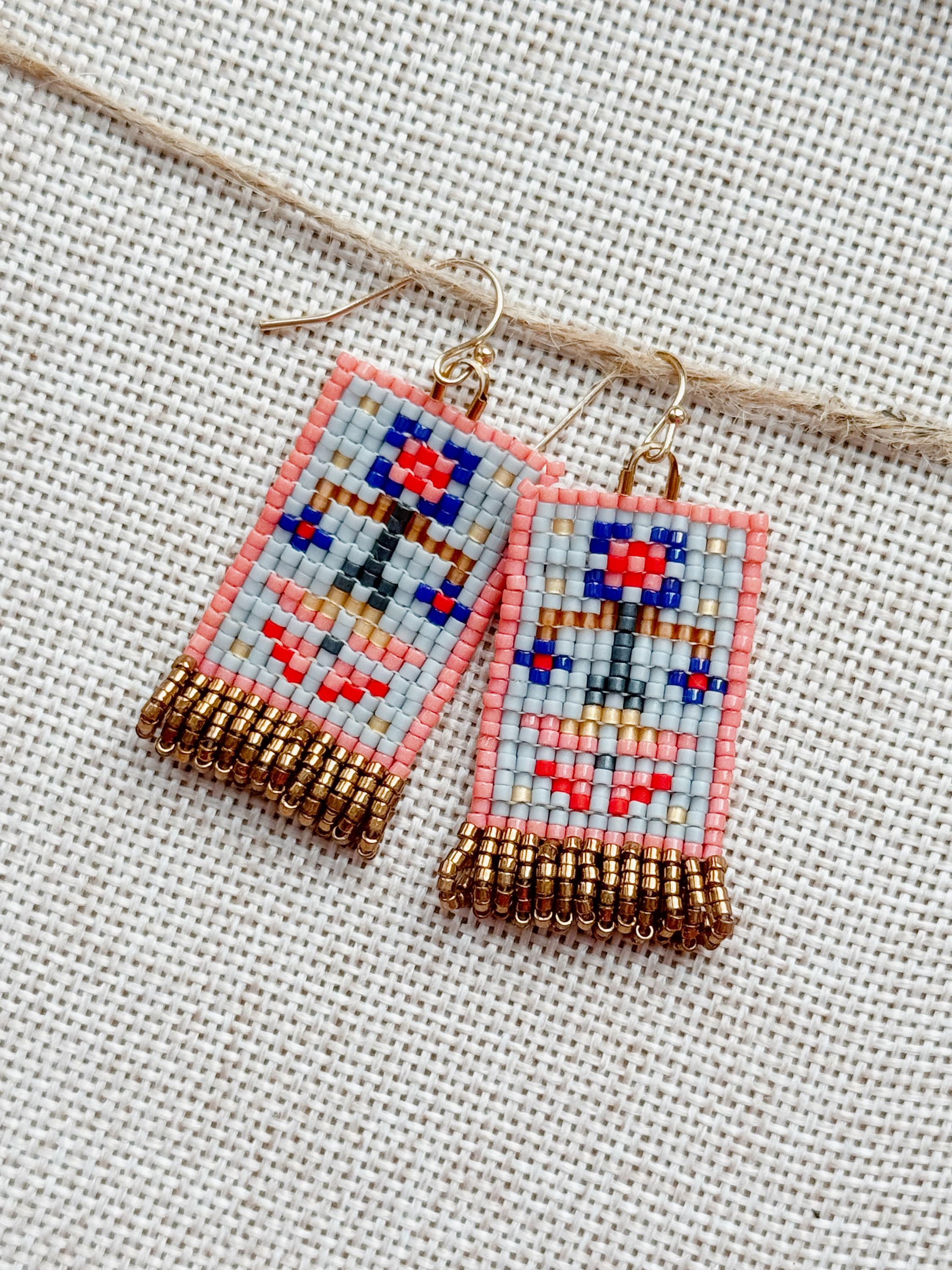 Unique Boho Dangle Drop Earrings, Handmade Abstract Beaded Earrings ...