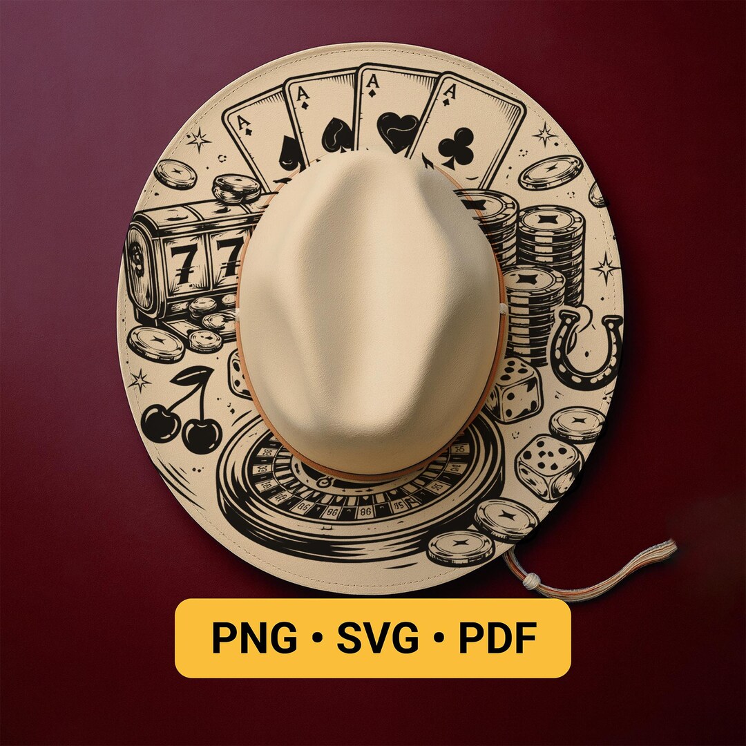 Casino Hat Burning Traceable Design, Cowboy Playing Cards Pyrography ...