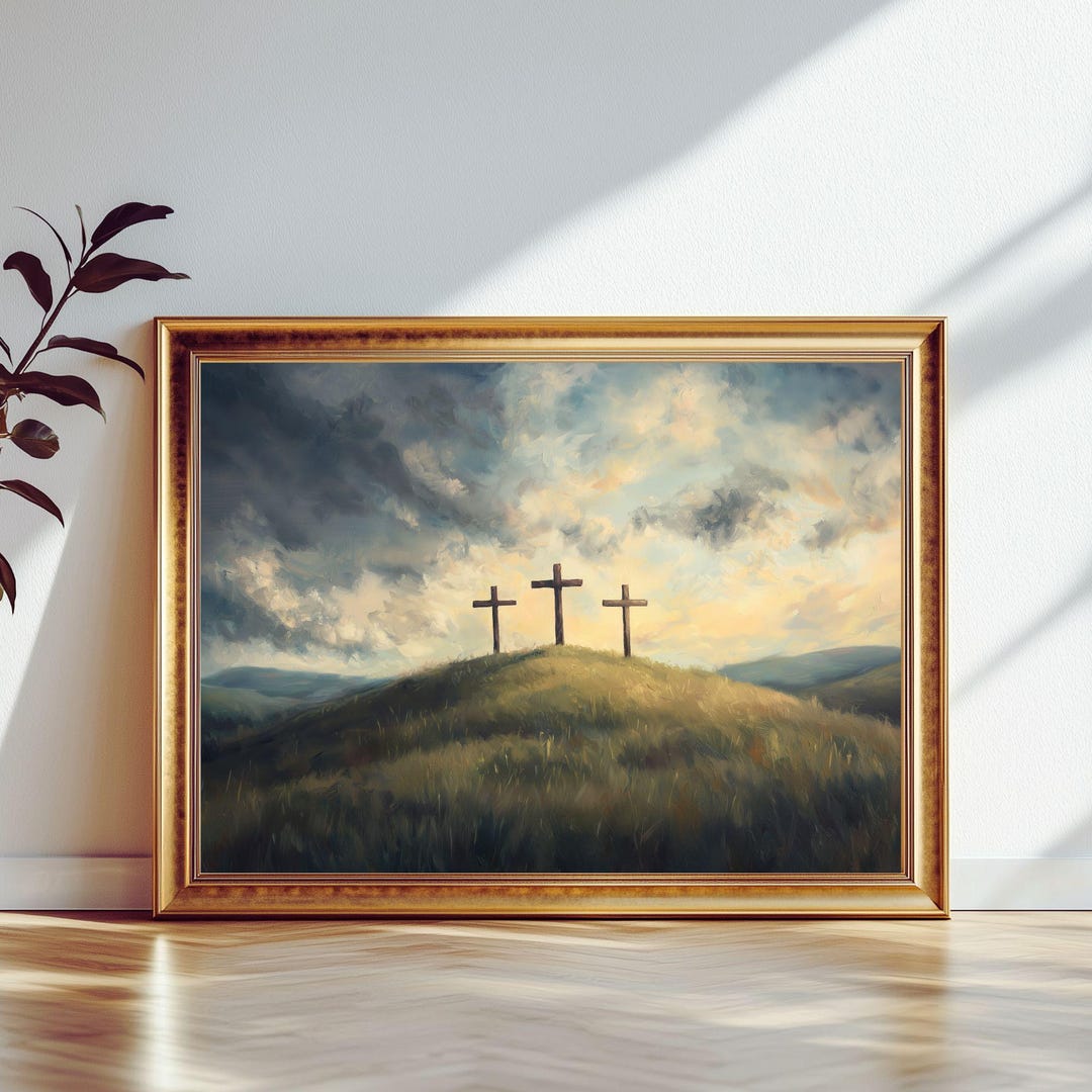 Three Crosses Painting Printable, Christian Wall Art, DIGITAL PRINT ...