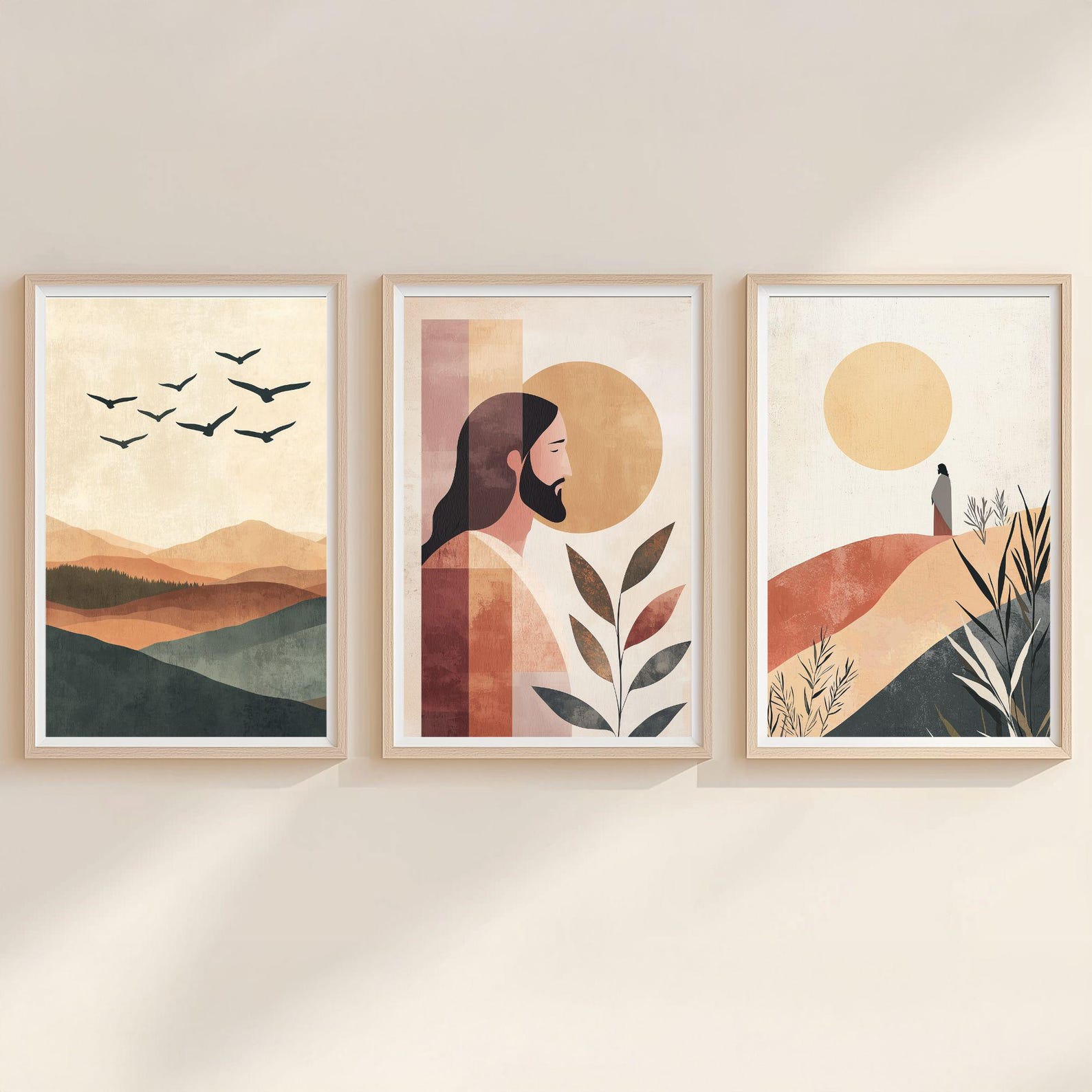 Set of 3 Bible Verse, Jesus Prints Bundle, Jesus Portrait Wall Art ...
