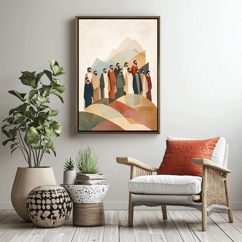 Jesus and 12 Disciples Wall Art, Christian Wall Art, Modern Christian ...