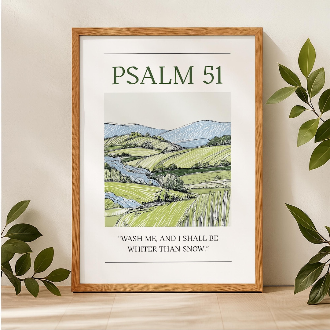 Psalm 51 Bible Verse Wall Art, Christian Print, Scripture Poster, Bible ...