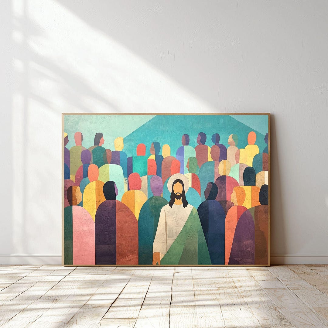 Jesus Teaching Wall Art, DIGITAL PRINT, Jesus Feeds 5000 Printable ...