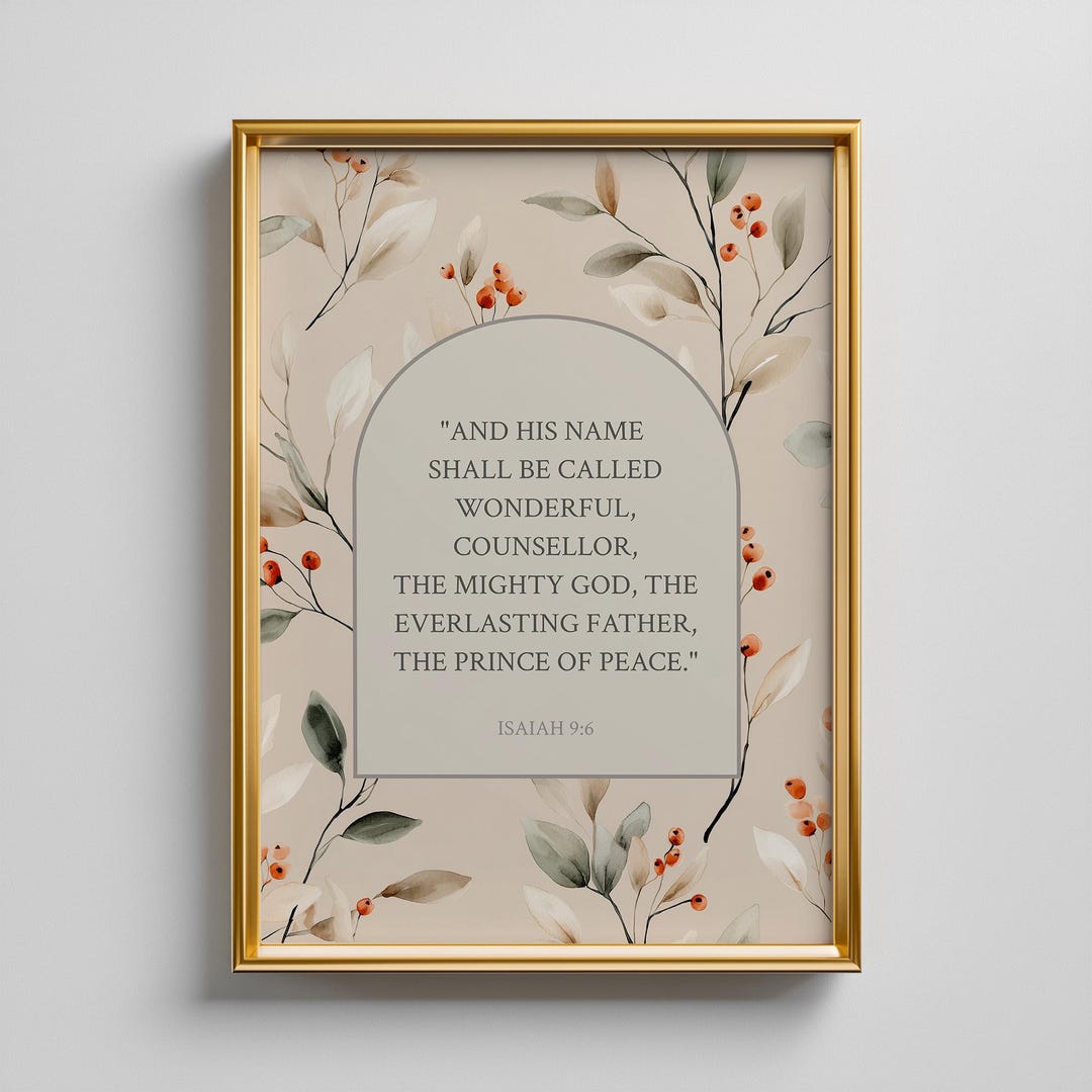 Isaiah 9:6 Christmas Christian Wall Art Printable Watercolor Trees ...