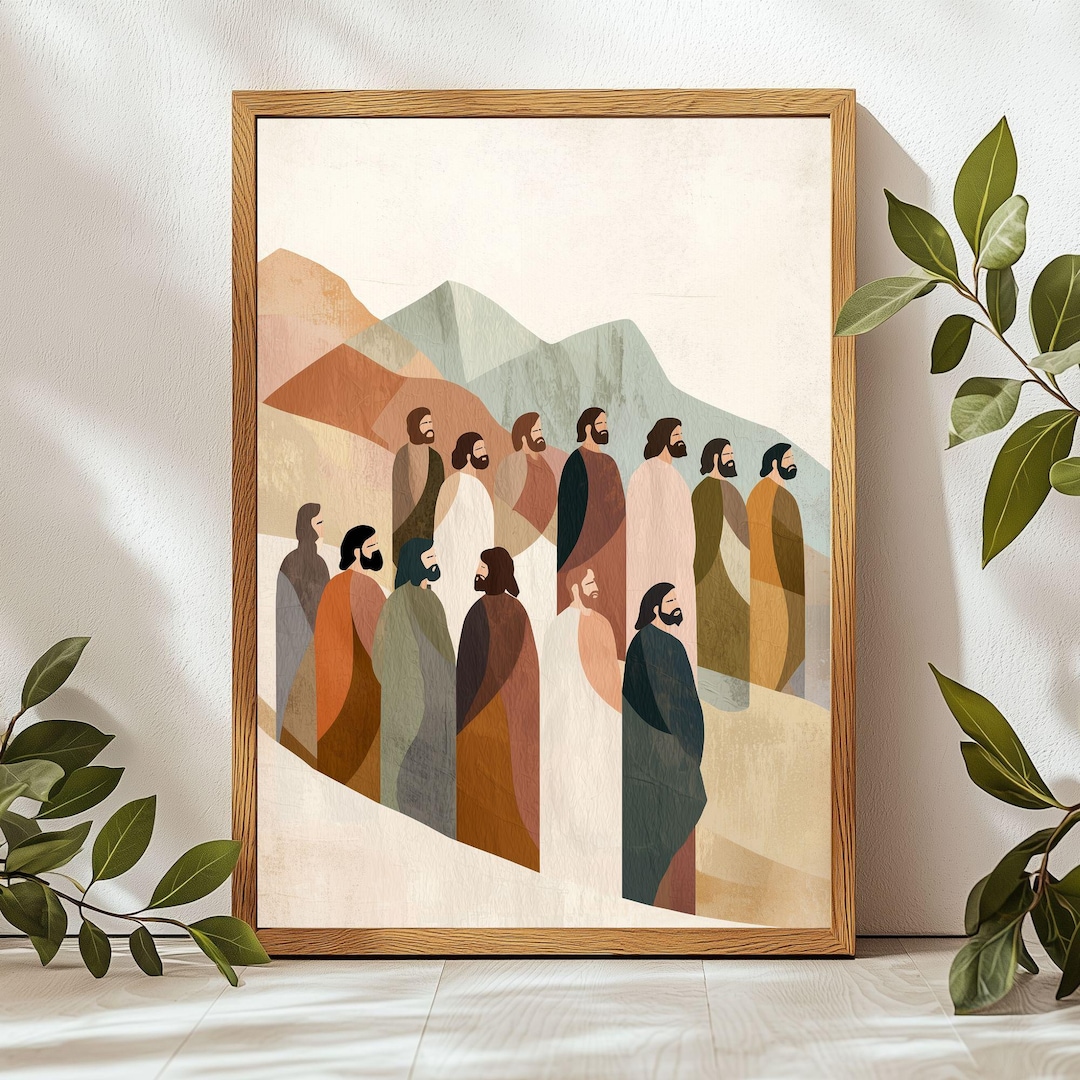 Jesus and 12 Disciples Wall Art, Christian Wall Art, Modern Christian ...
