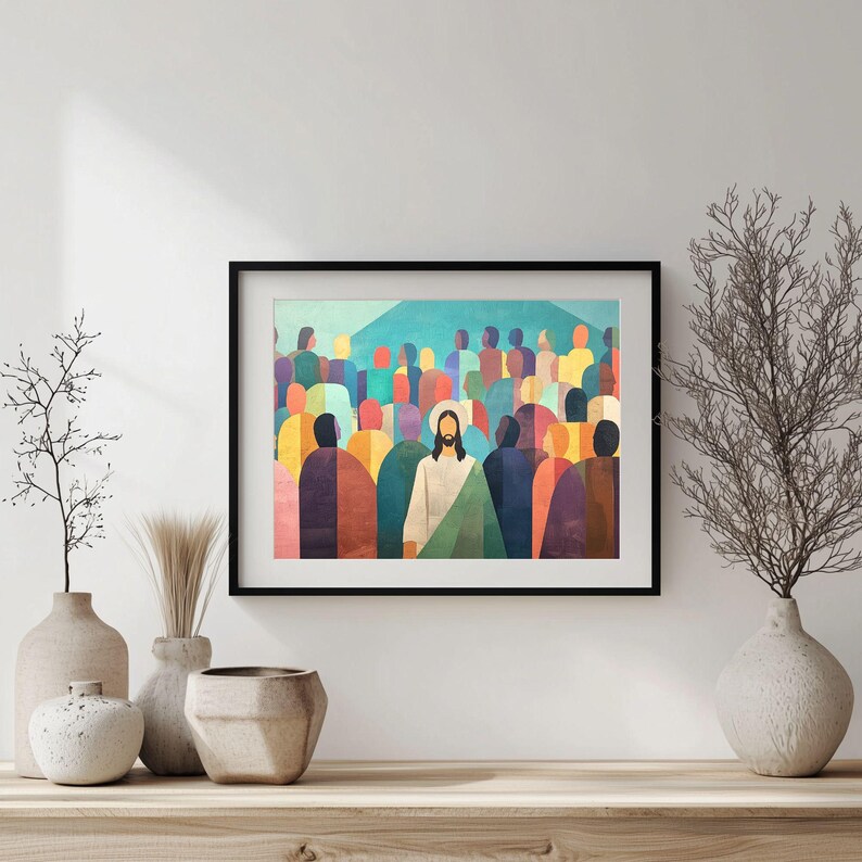 Jesus Teaching Wall Art, DIGITAL PRINT, Jesus Feeds 5000 Printable ...