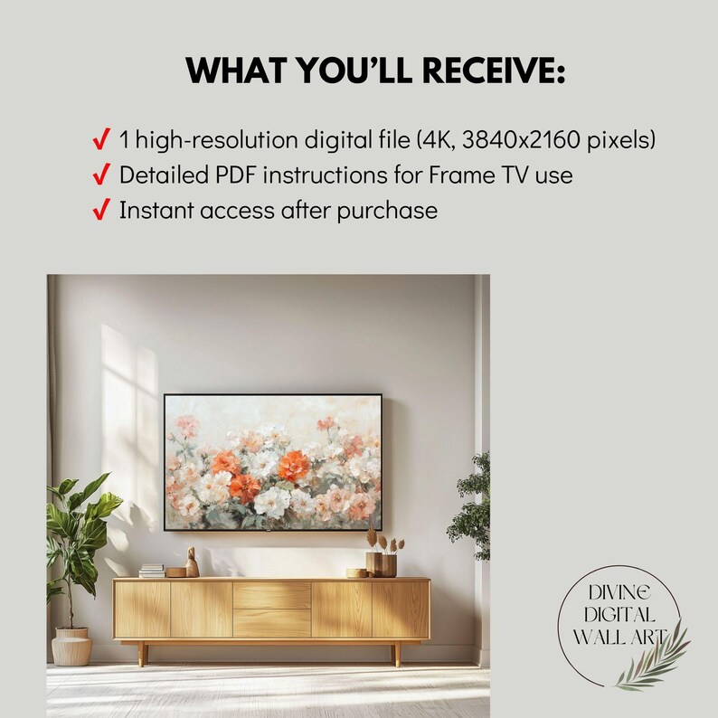 Spring Art Frame TV, Samsung Frame TV Art, Summer Wildflowers Abstract ...