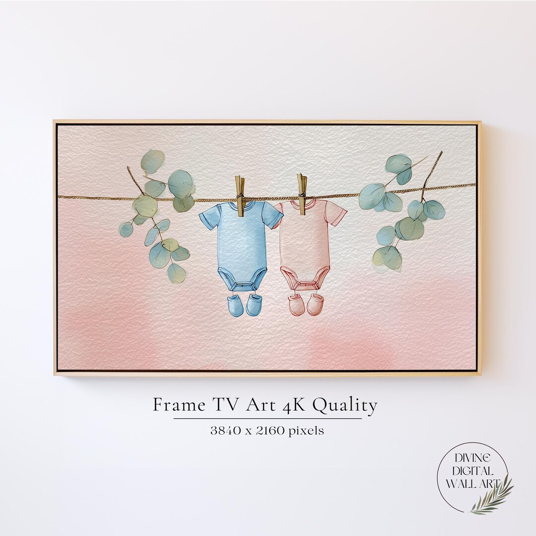 Baby Gender Reveal Frame TV Art for Baby Shower Party, Welcome Baby ...