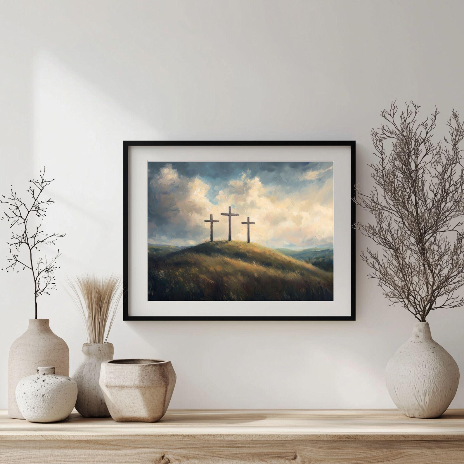 Three Crosses Painting Printable, Christian Wall Art, DIGITAL PRINT ...