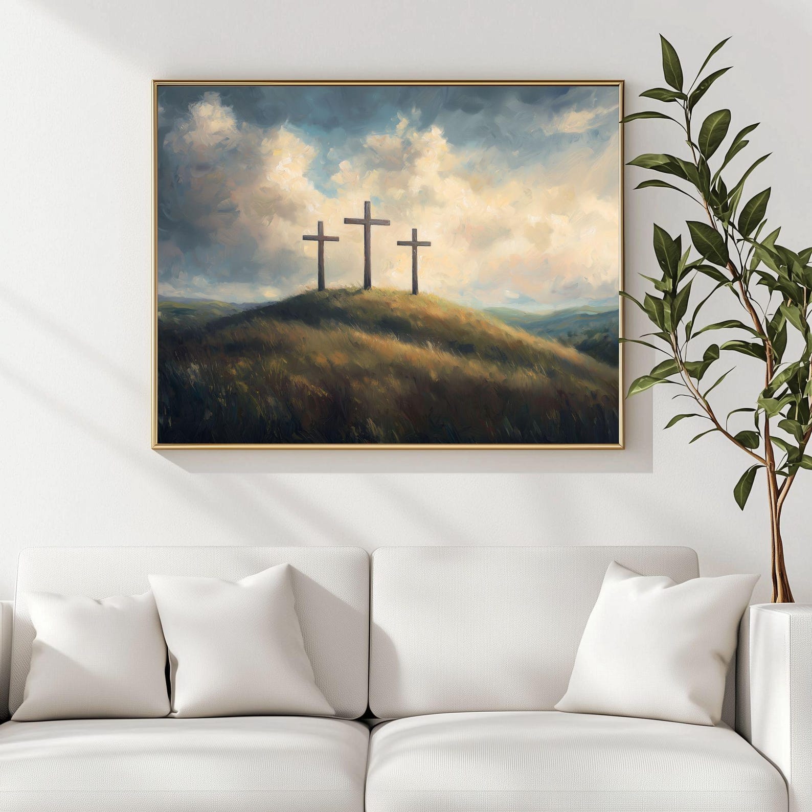 Three Crosses Painting Printable, Christian Wall Art, DIGITAL PRINT ...
