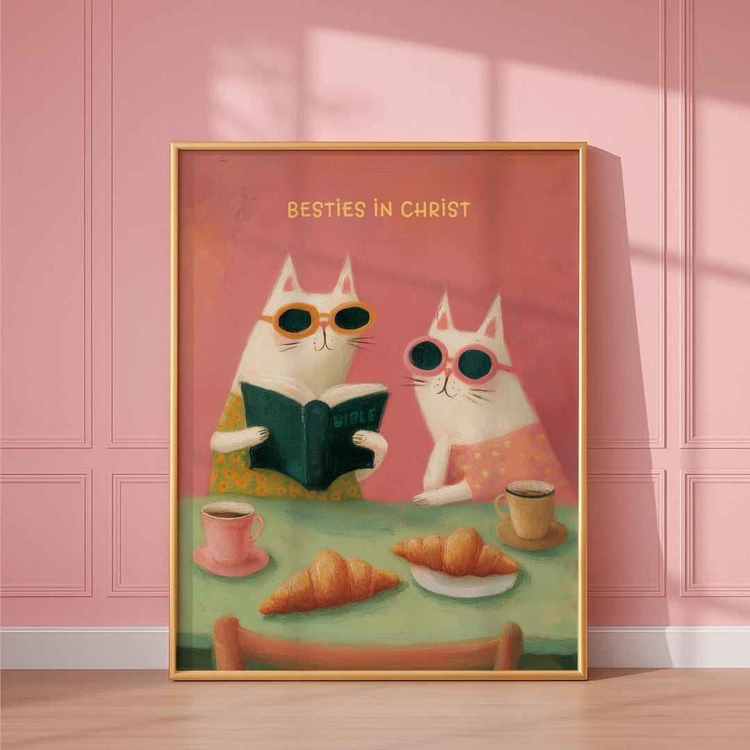 Funny Christian Cat Wall Art Print, Bible Study Poster Faith Based Wall ...