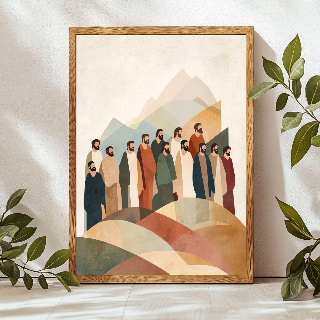 Jesus and 12 Disciples Wall Art, Christian Wall Art, Modern Christian ...