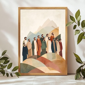 Jesus and 12 Disciples Wall Art, Christian Wall Art, Modern Christian ...