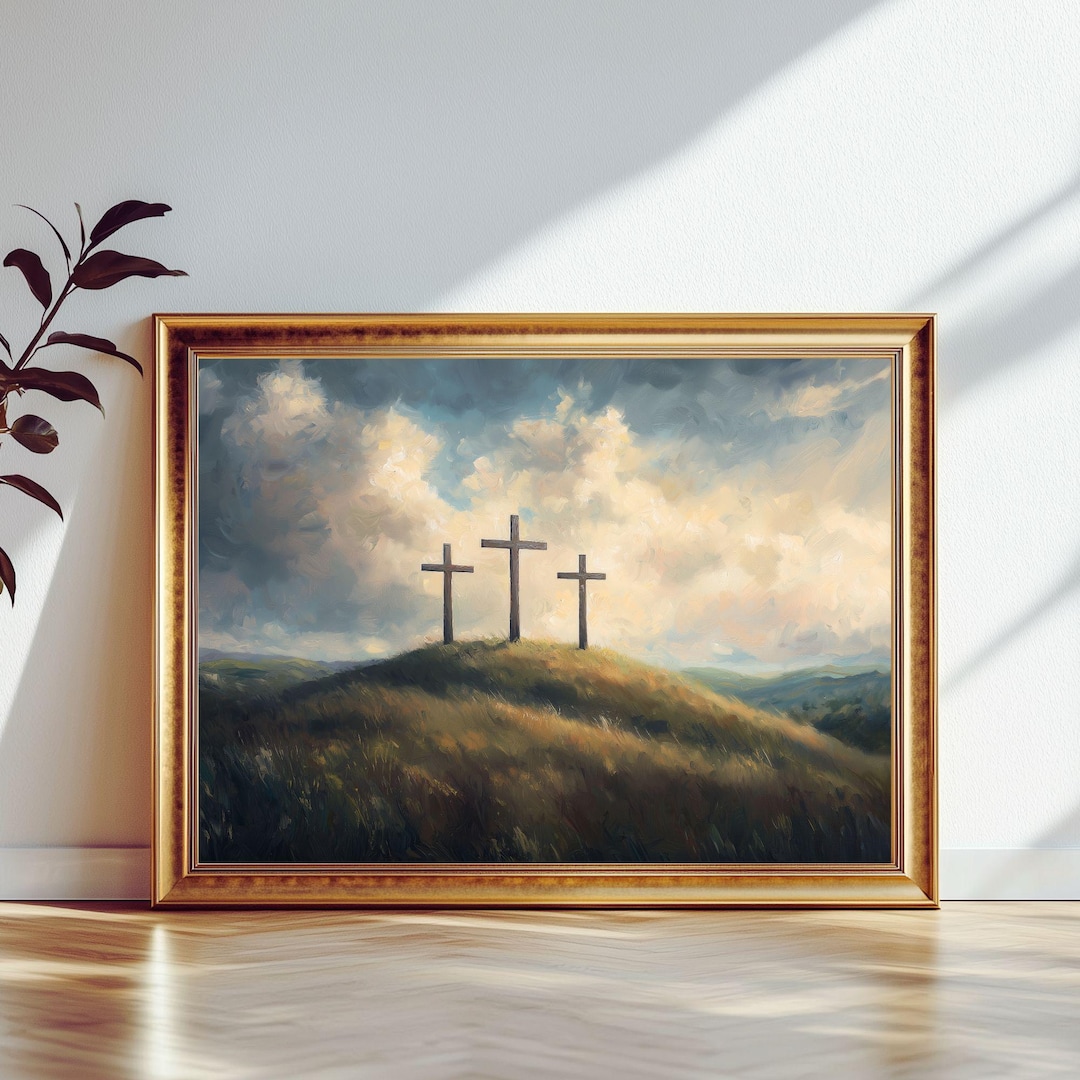 Three Crosses Painting Printable, Christian Wall Art, DIGITAL PRINT ...