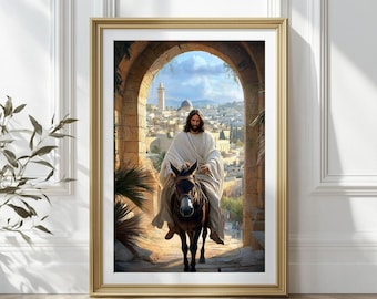 Jesus Triumphal Entry Into Jerusalem Print, Palm Sunday Wall Art ...
