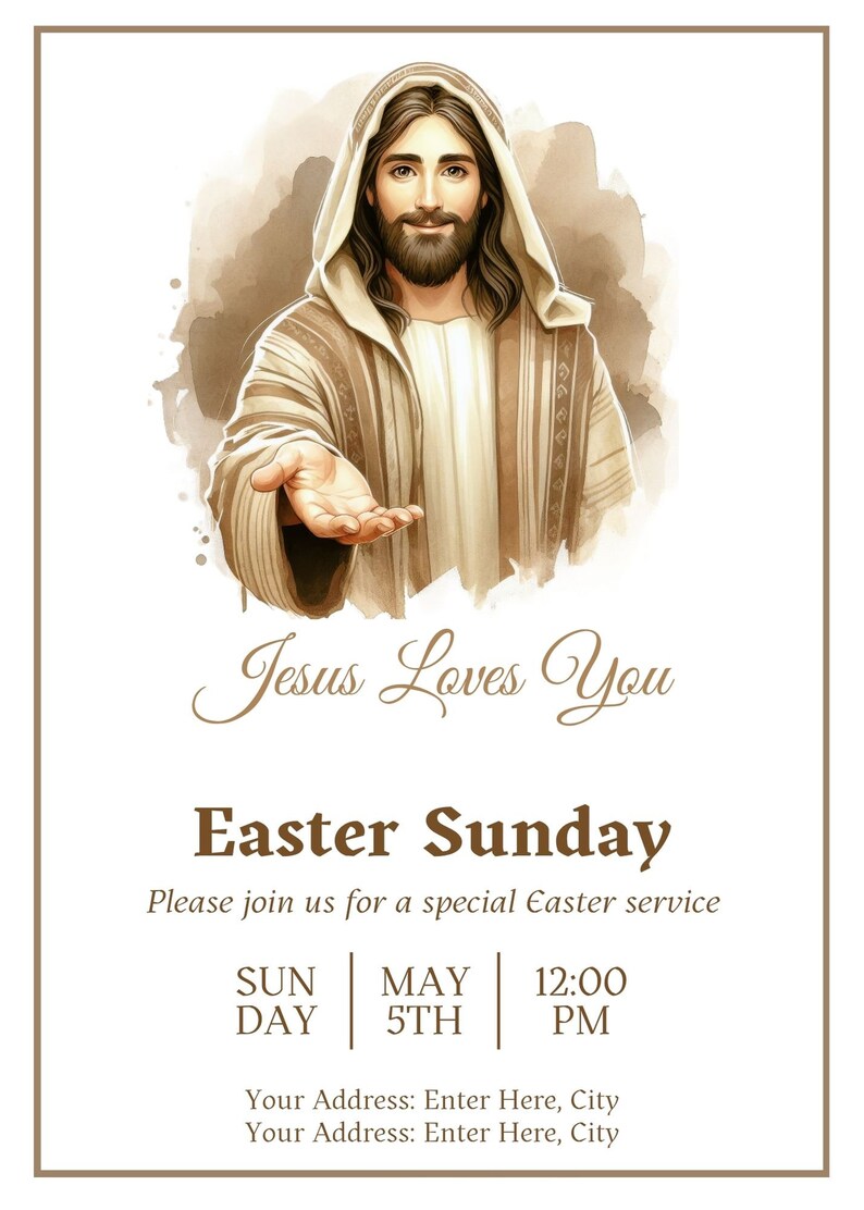 LDS Easter Service Invitation Template, Canva Editable 'jesus Loves You ...