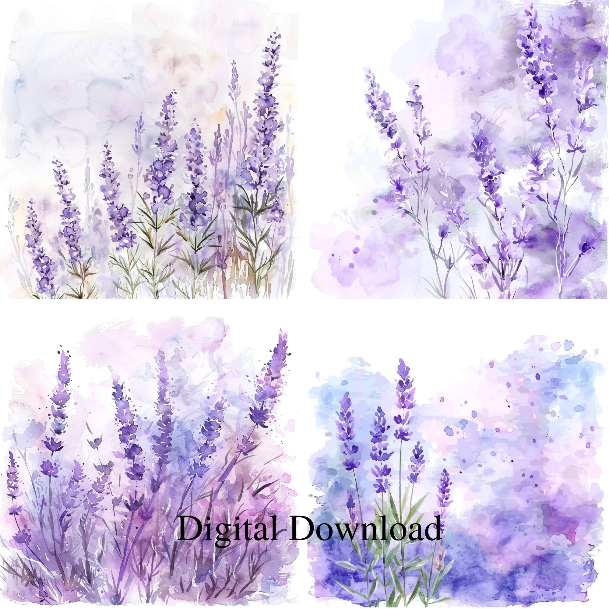 Lavender Digital Paper Background, Purple Floral Textures Wallpaper ...