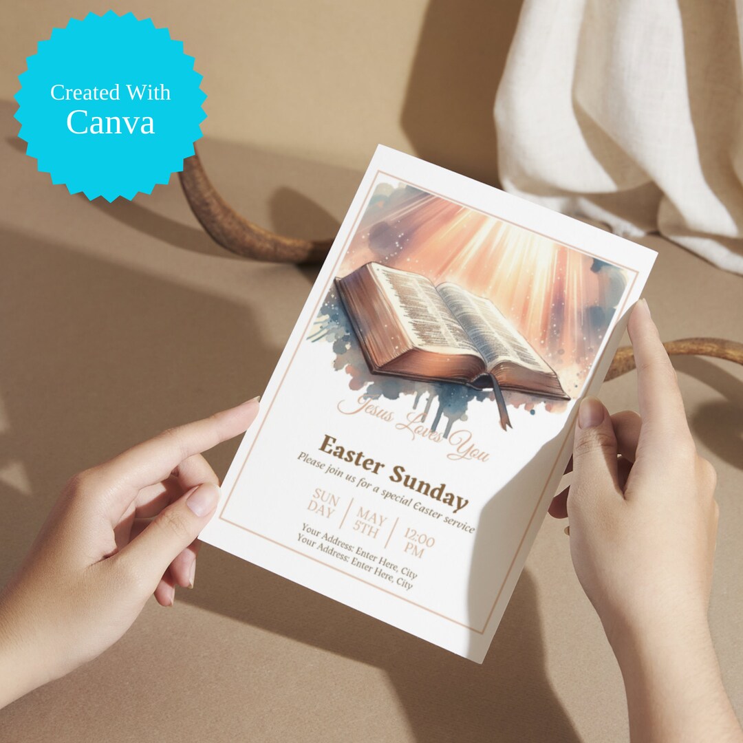 LDS Easter Service Invitation Template, Canva Editable 'jesus Loves You ...