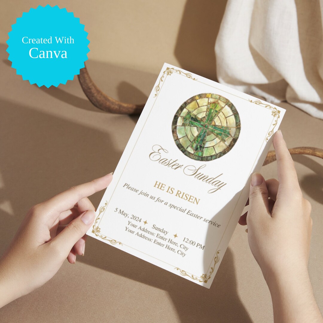 LDS Easter Sunday Service Invitation Template, Canva Editable Christian ...