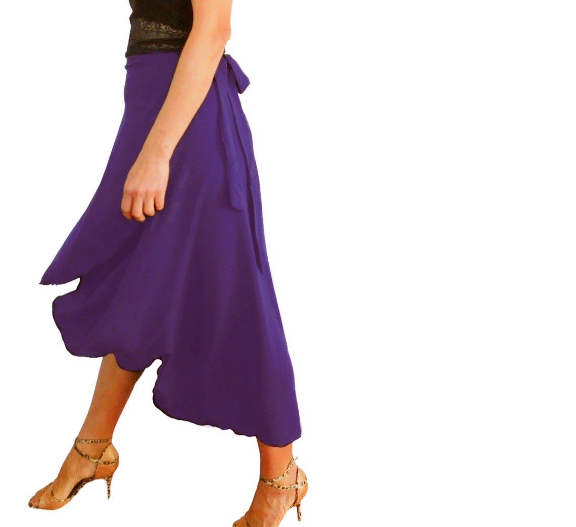 Jupe Tango, Jupe En Crêpe De Satin Violet Foncé, Jupe Longue, Jupe ...