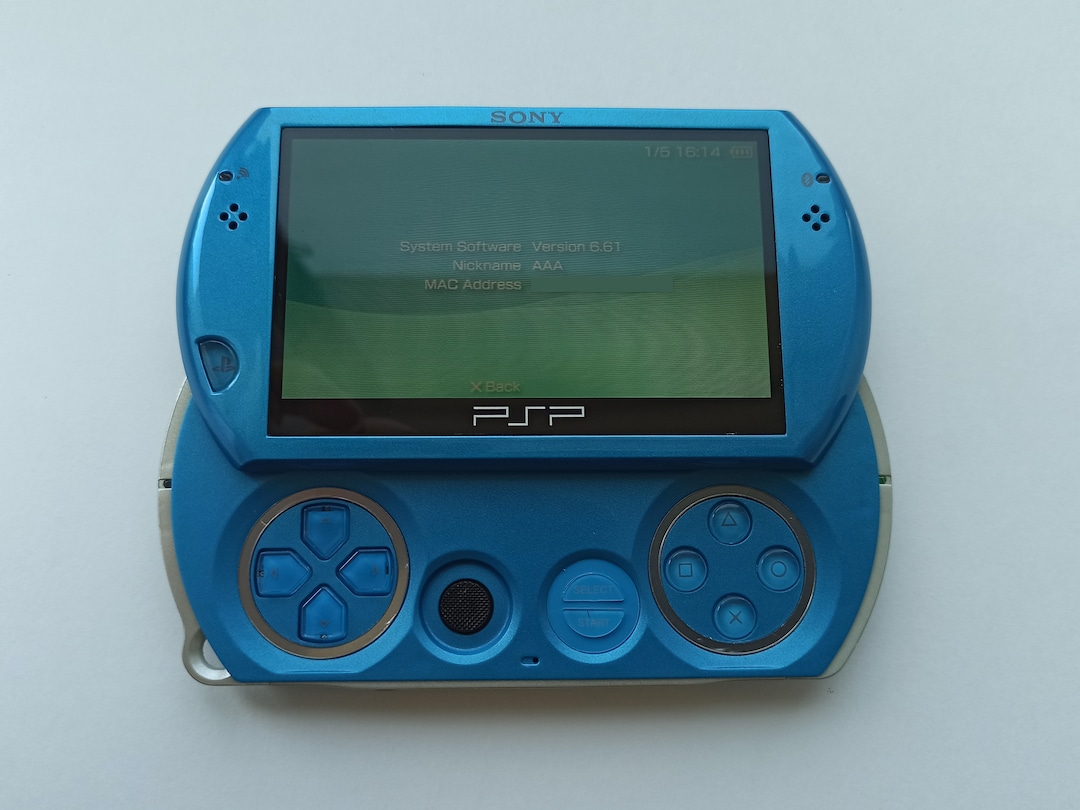 Custom PSP Go Console Modded With New Blue Housing Shell and Micro Sd ...