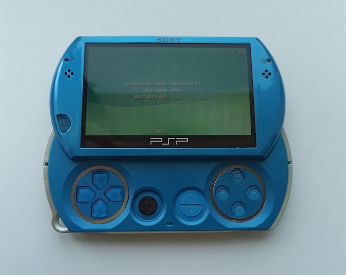 Custom PSP Go Console Modded With New Blue Housing Shell and Micro Sd ...
