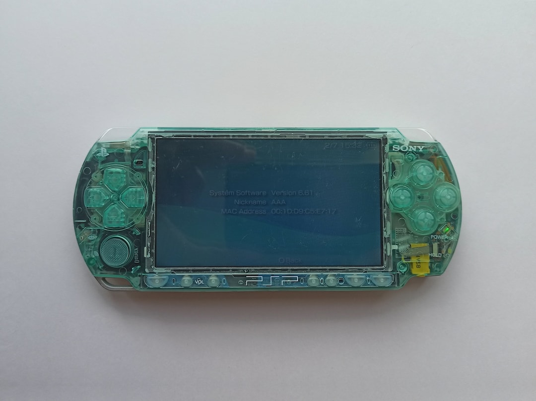 Custom PSP Console Modded With New Clear Teal Green Housing Shell Sony Play Station Portable ...