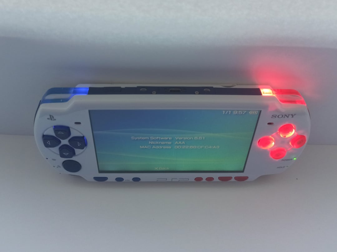Custom PSP Console Modded With New White Housing Shell and Led Lights ...