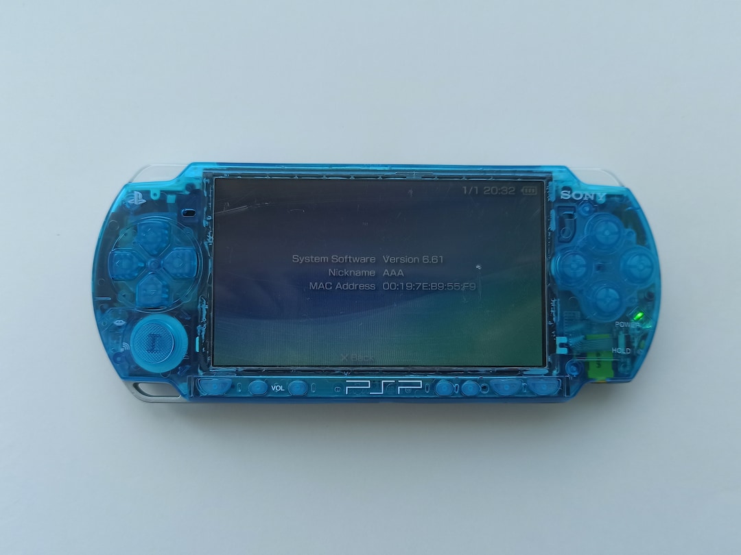 Custom PSP Console Modded With New Clear Blue Housing Shell Sony Play ...