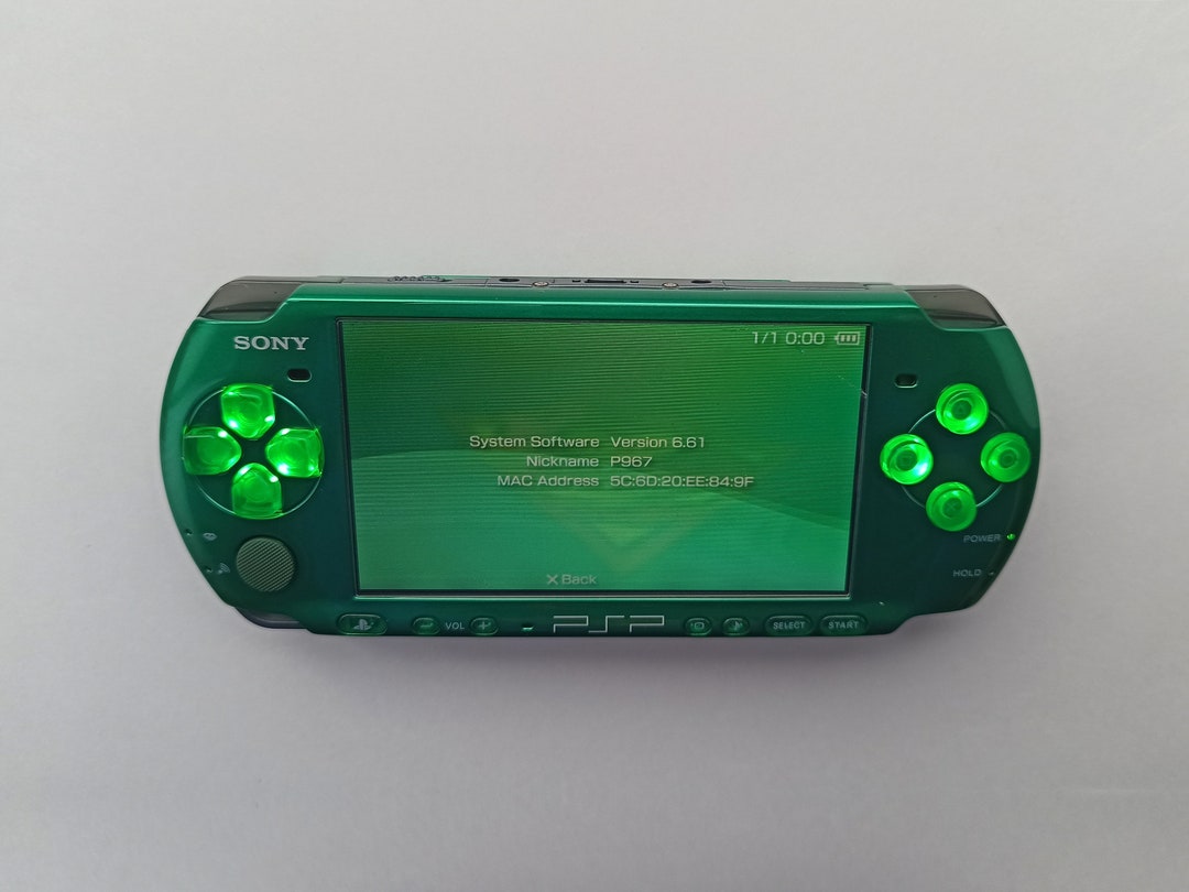 Custom PSP Console Modded With New Green Housing Shell, Clear Green ...