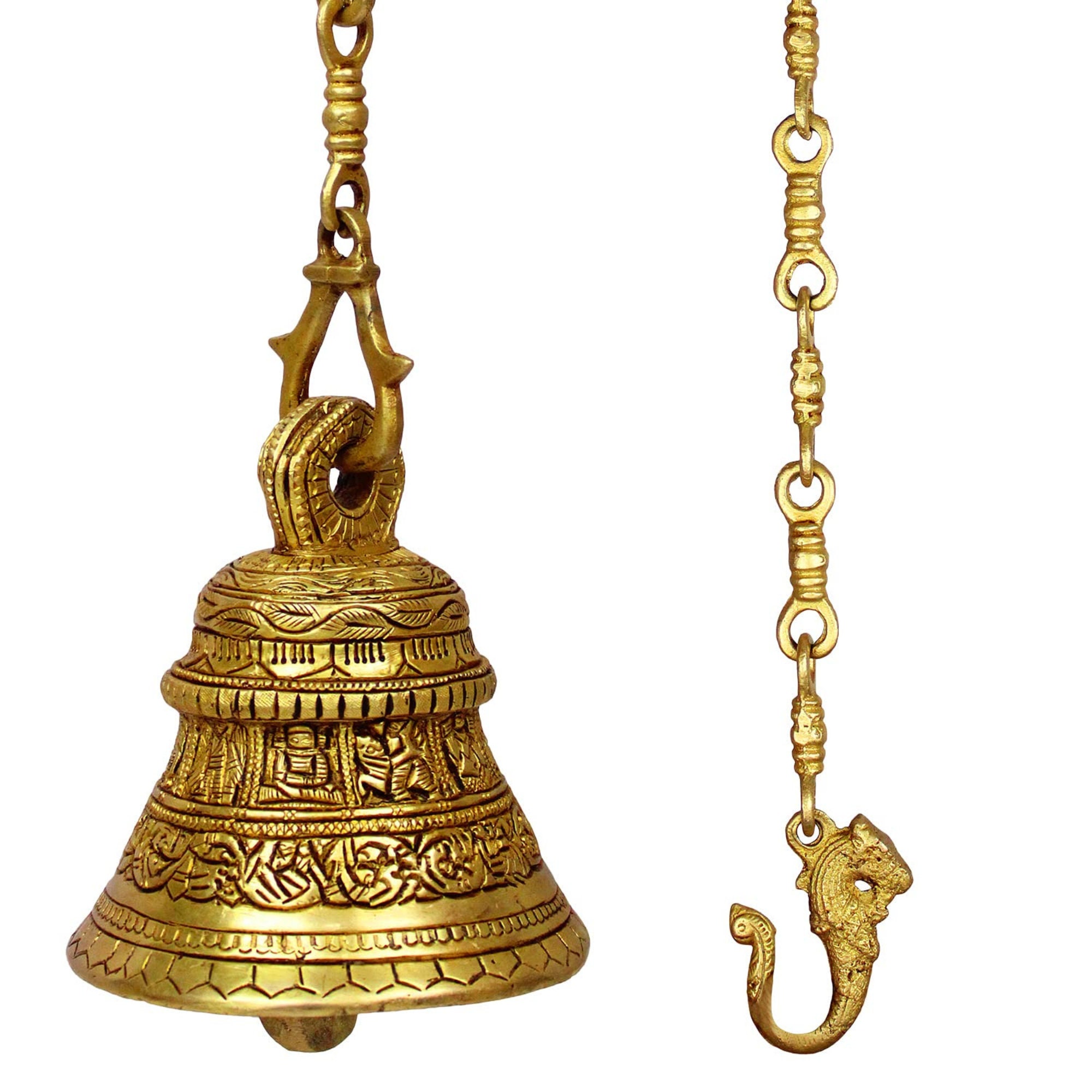Indian Gods Engraved on Brass Hanging Bell Hanging Decor - Etsy