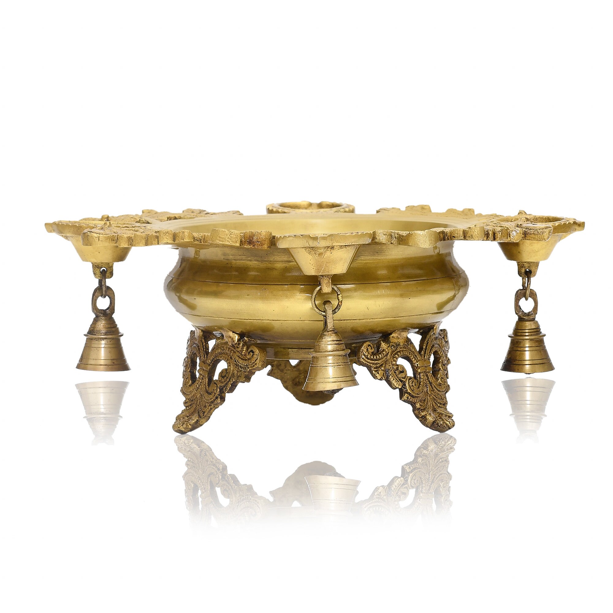 Peacock Design Brass Urli with Four Diyas Urli Decor Brass | Etsy