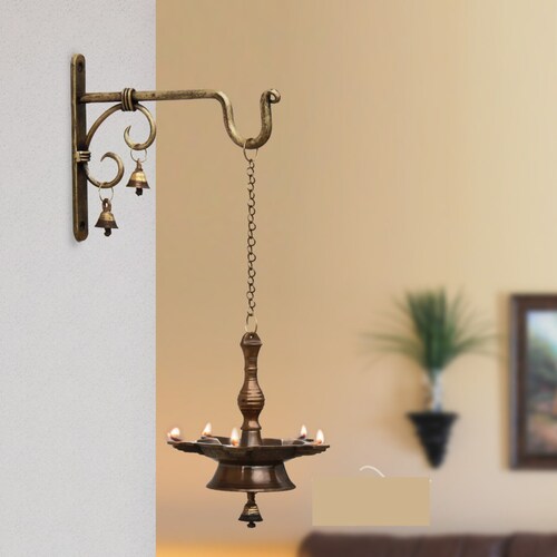 Brass Krishna Wall Hanging Diya Oil Lamp With Bells - Etsy