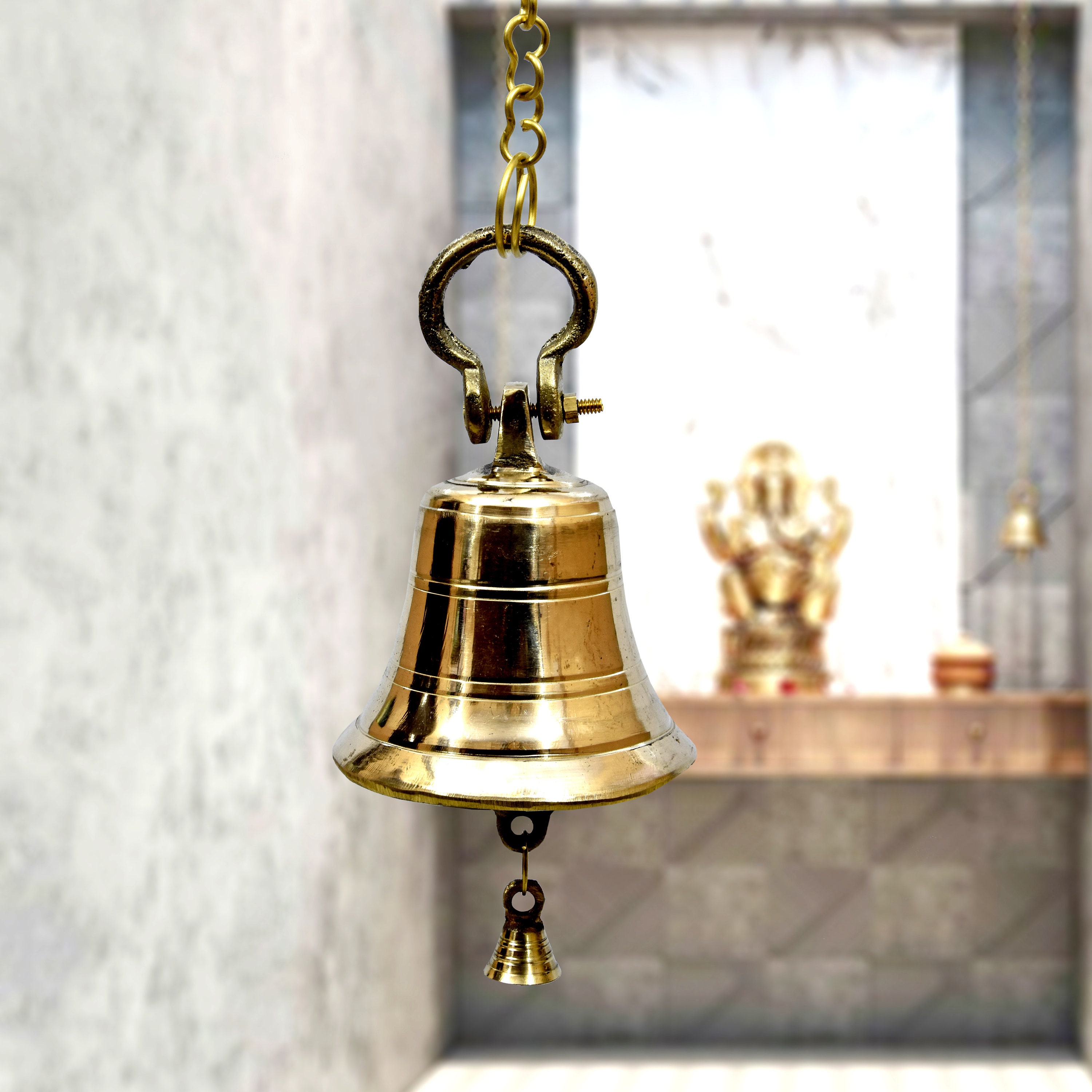BRASS BELL With Iron Wall Hanger Spiritual Bell For Home - Etsy Polska