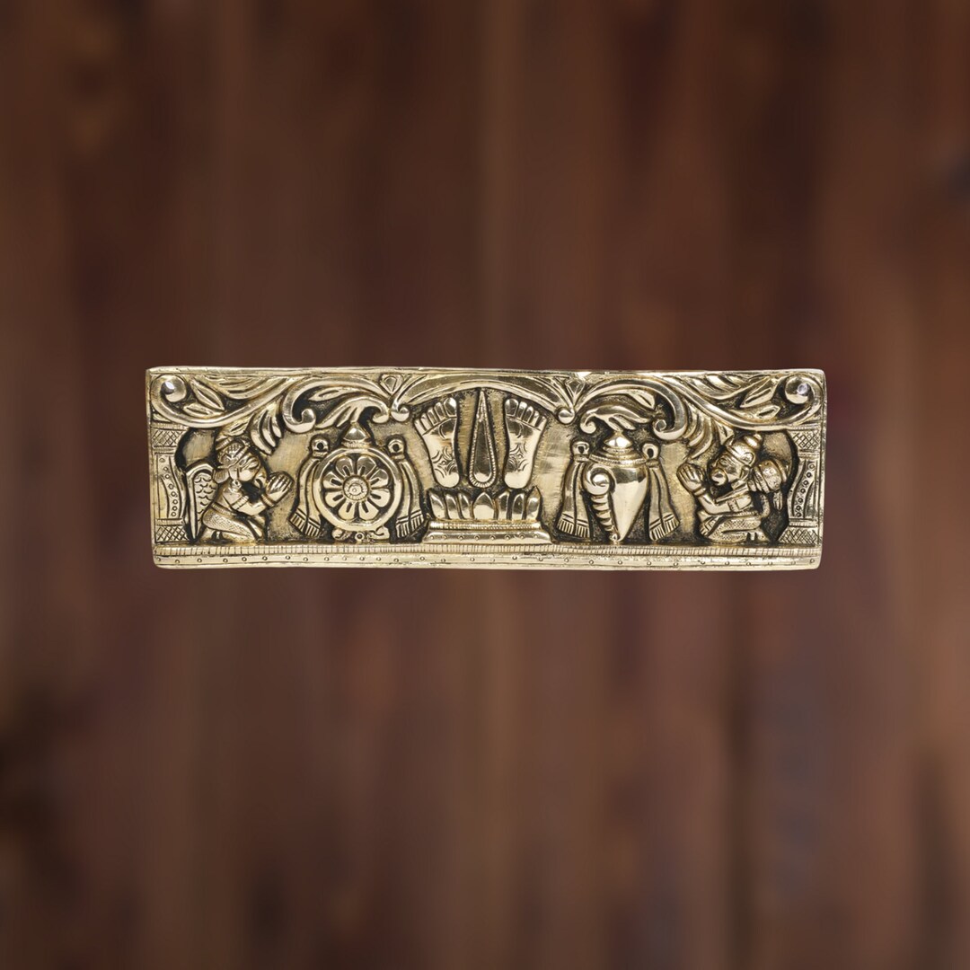 Brass Shankh Chakra Namah With Hanuman and Garuda Wall Hanging, Brass ...