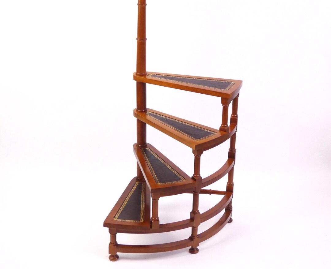 Unique Large Victorian Wooden English Library Stairs With Dark Red ...