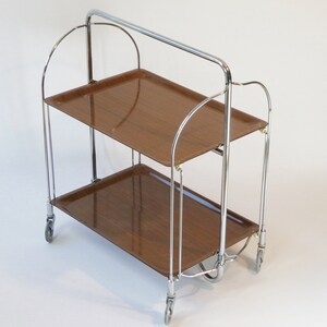 German Brown and Silver 70's Bar Cart German Foldable - Etsy