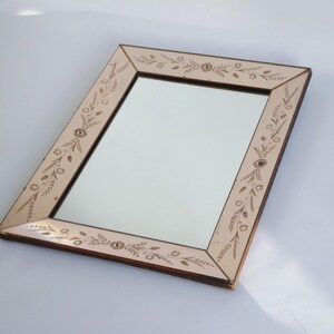 Vintage Rectangular Venetian Pink Mirror With Floral Details, Heavy ...