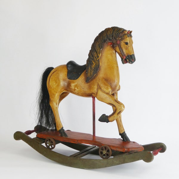 Antique Wooden Rocking Horse - Etsy