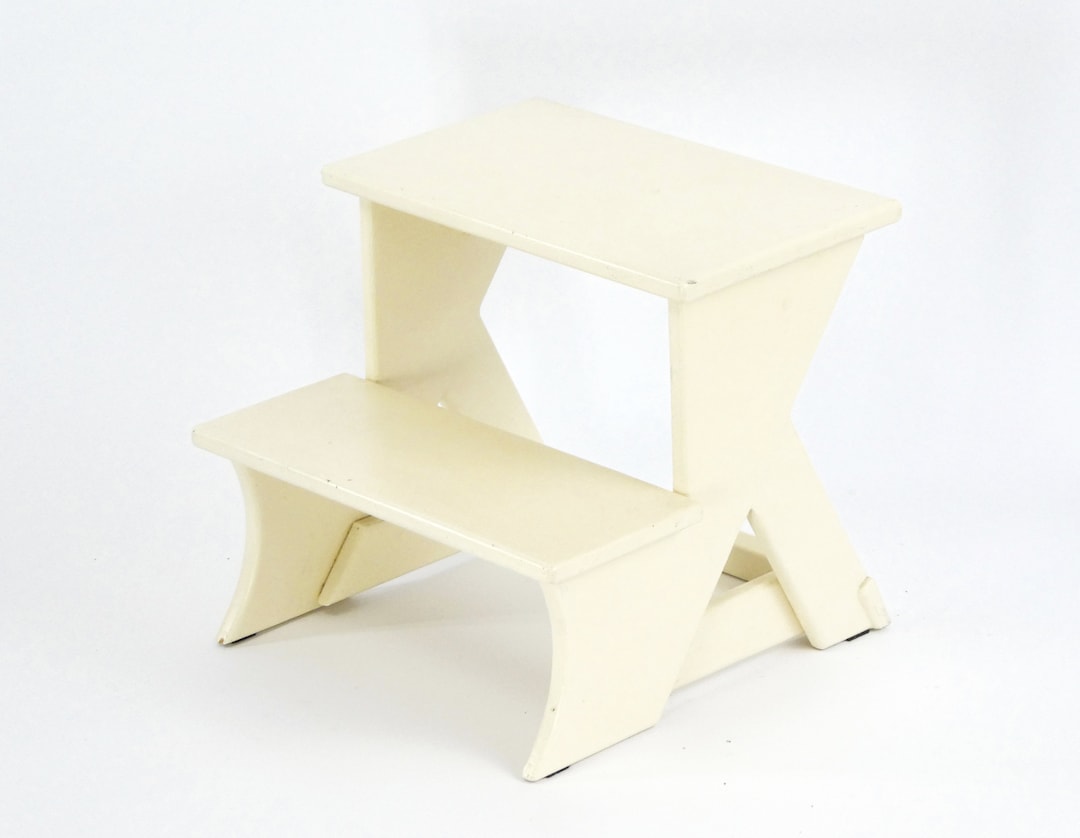 Vintage Rustic Wooden Small Steps, French Step Stool White Painted ...