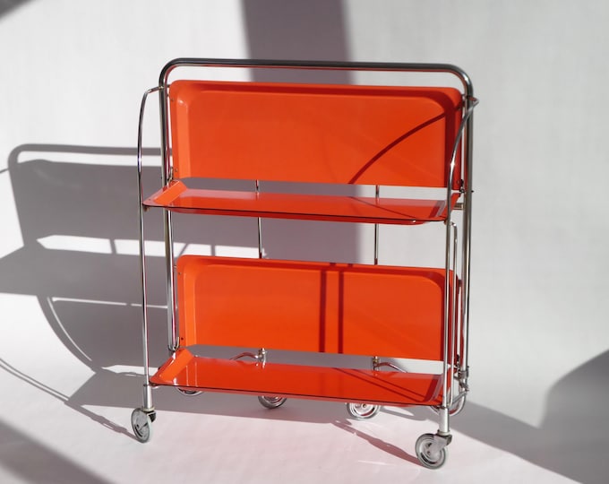 Iconic Vintage Red Foldable Bar Cart, Rare 60’s Dinett Serving Trolley ...