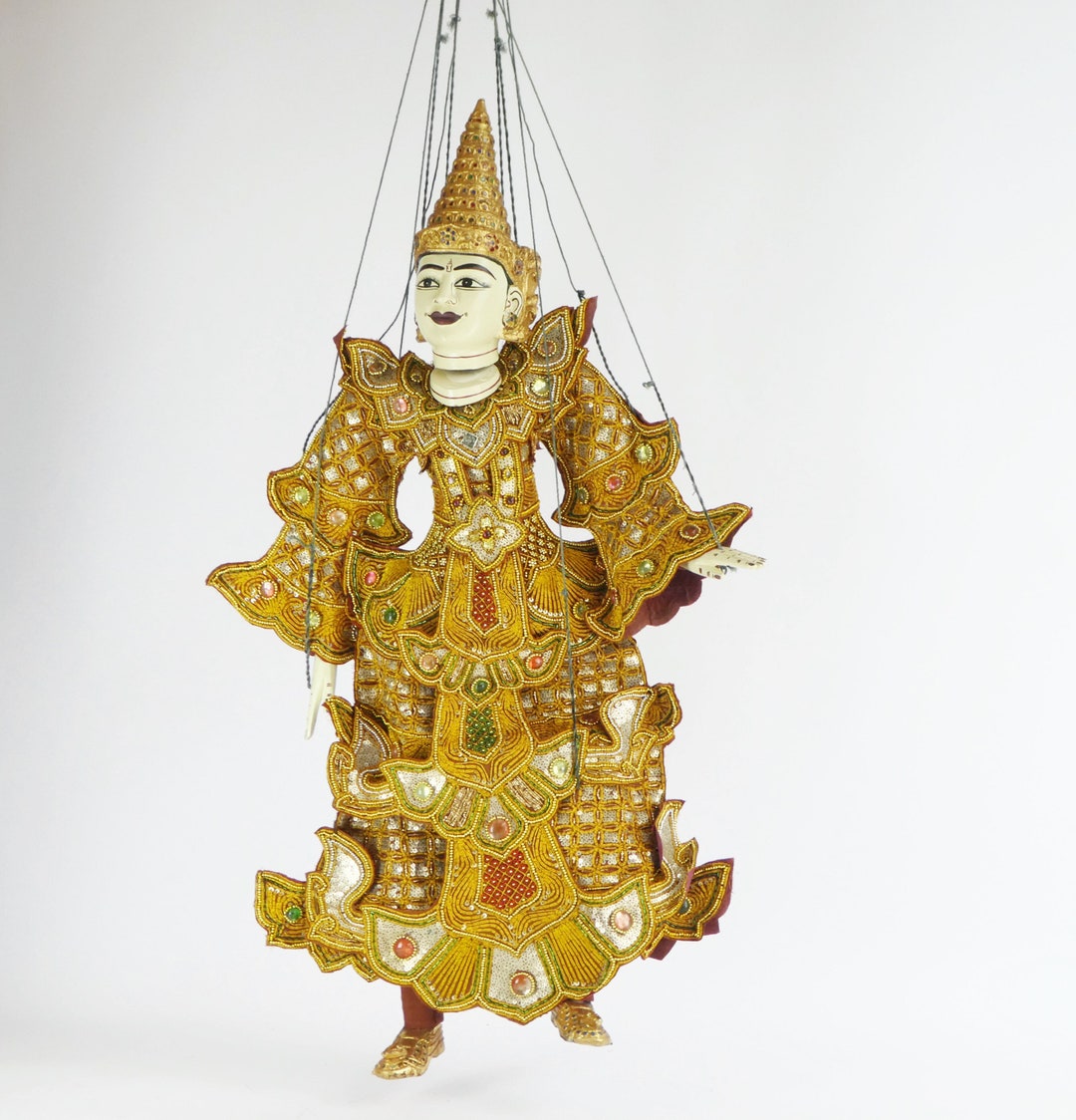 Large Handcrafted Vintage Asian Puppet With Stunning Clothing With ...