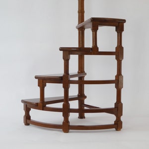 Vintage Wooden Library Stairs, Large 50's Spiral Bookcase Ladder ...