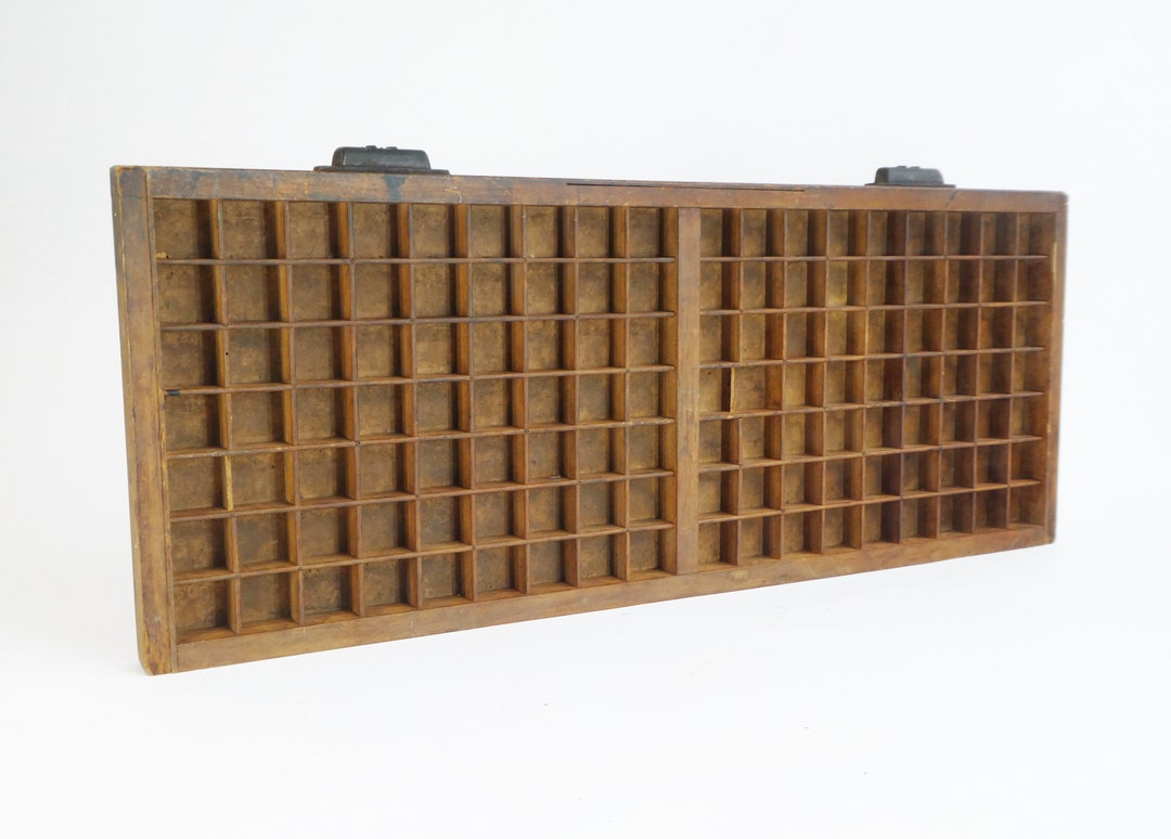Original Antique Wooden Letter Press Tray With Metal Handles, Printers ...