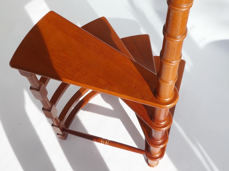 Vintage Wooden Library Stairs, Large 50's Spiral Bookcase Ladder ...