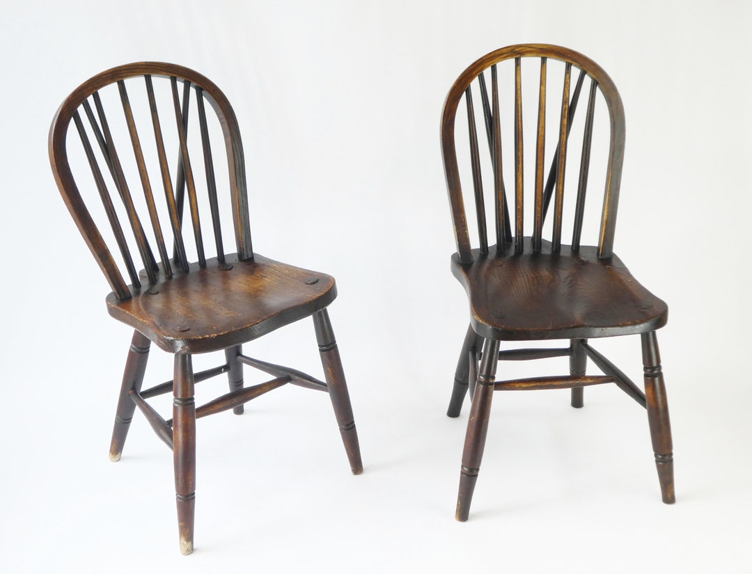 1 of 2 Antique Wooden Windsor Chairs, Beautiful Signed Stick Back ...