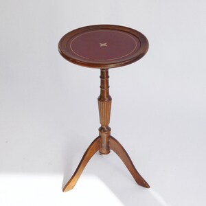 Victorian Style Small Wooden Wine Table With Red Leather, Vintage Side ...