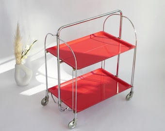 Iconic Vintage Red Foldable Bar Cart, Rare 60’s Dinett Serving Trolley ...