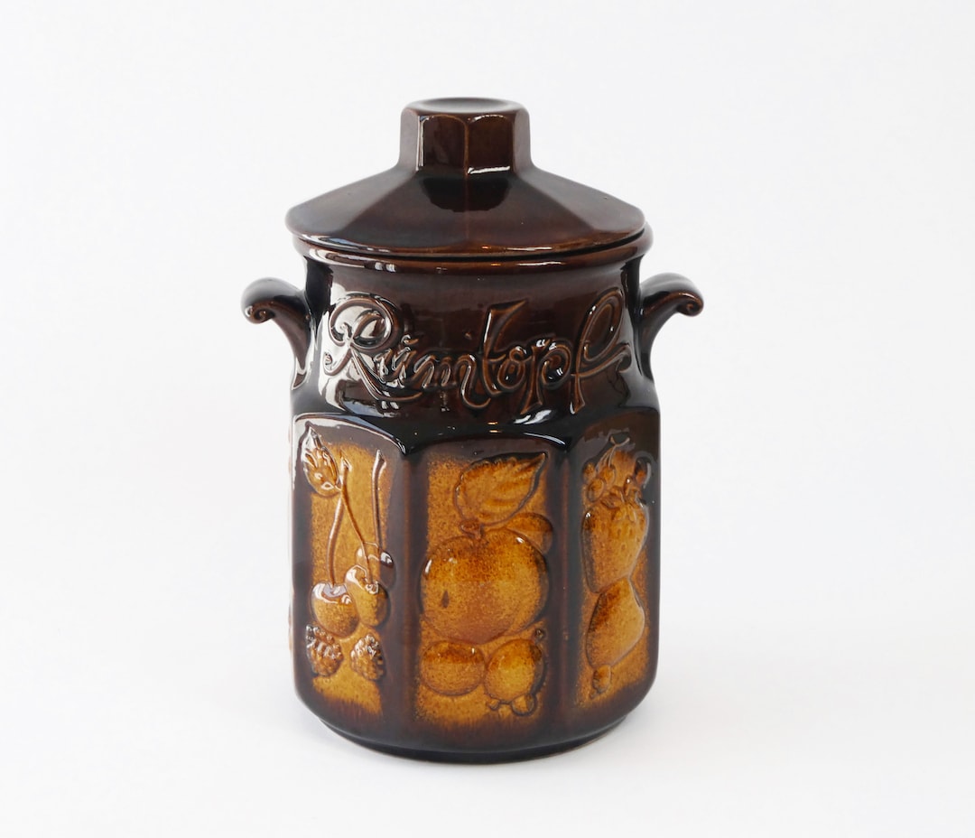 Mid Century Vintage Rumtopf Jar With Lid, West Germany Vase With Fruit ...