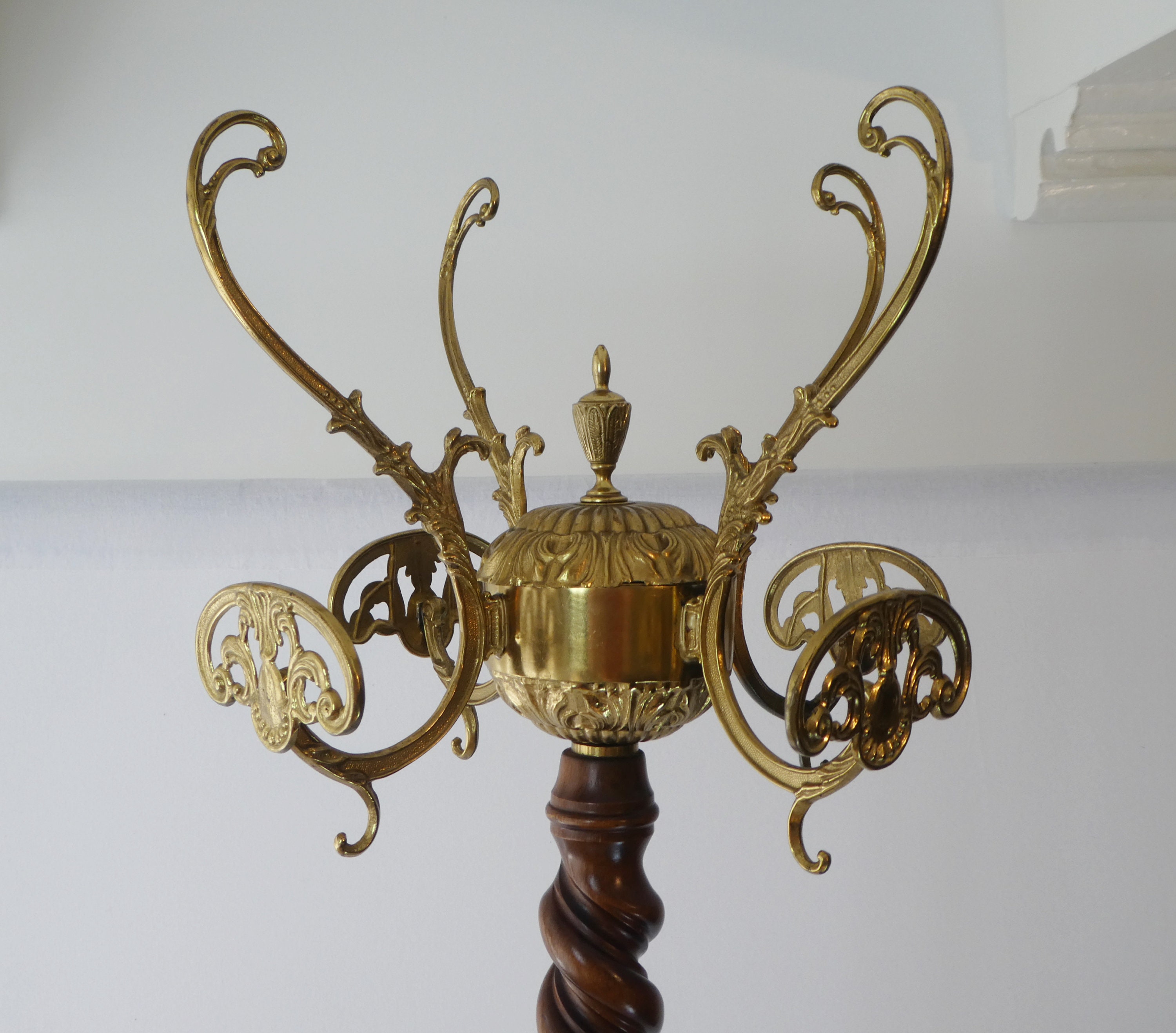 Stunning Italian Standing Barley Twist Coat Rack With Brass - Etsy